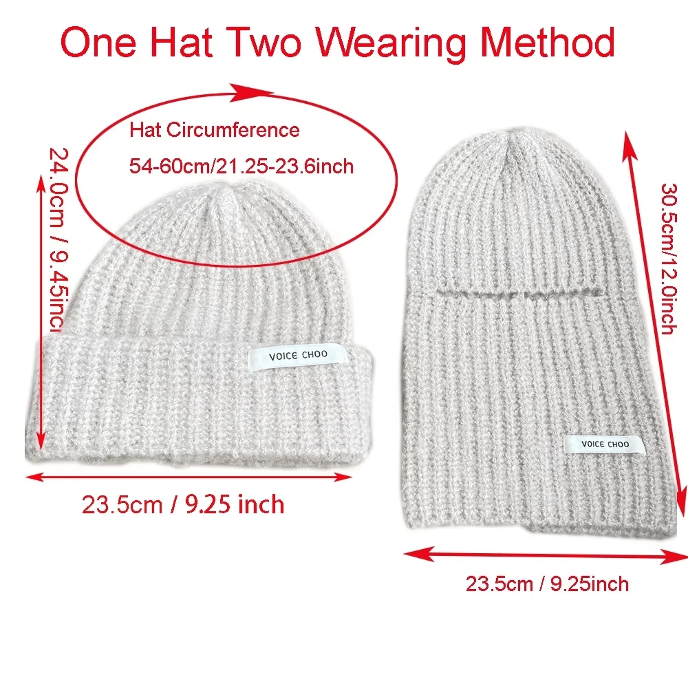 Winter Knitted Balaclava Women Wool Beanie For Men Warm Earflap Bonnet ...