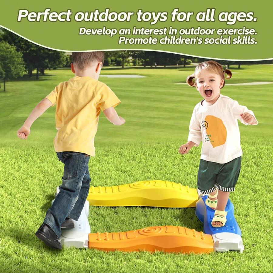 Balance Beam And Stepping Stones For Kids - Non-Slip Colorful Classical ...