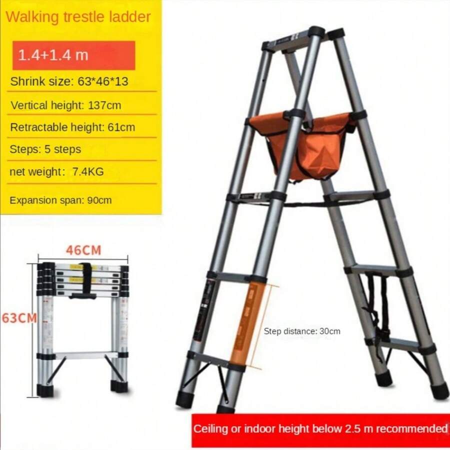 1.4+1.4M Ladder Folding Stainless Steel Ladders Telescopic Ladder ...
