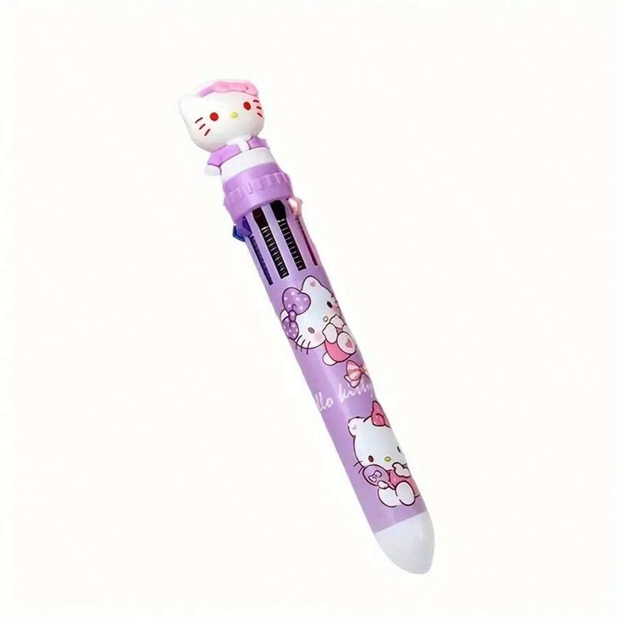 Sanrio 1pc/6pcs Sanrio Kitty 10-Color Ballpoint Pen, Cute Cartoon Press ...