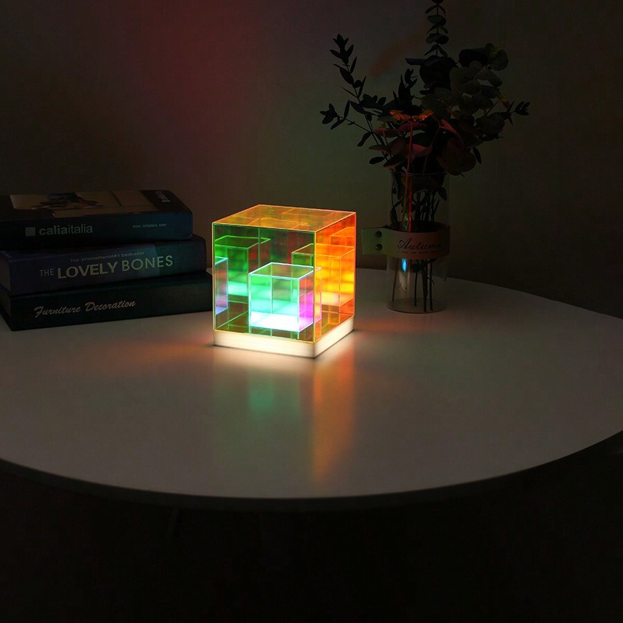Modern Geometry Unlimited Cube Desk Lamp USB Powered Colorful RGB LED ...