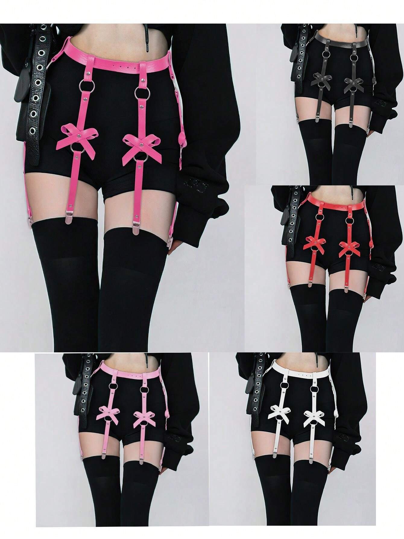 Womens PU Leather Waist Leg Caged Body Harness Gothic Garter Belt ...