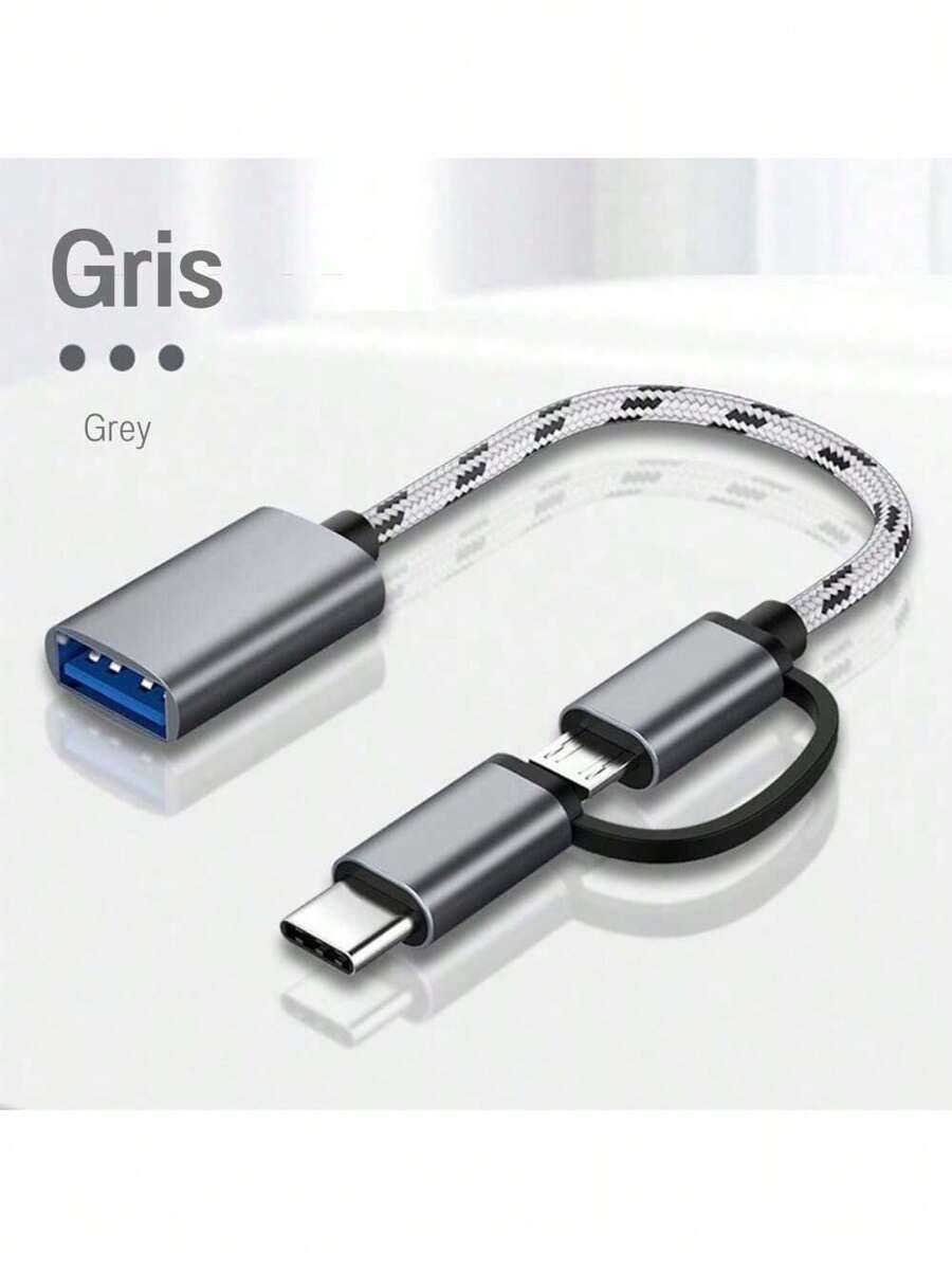 Cable OTG 2 en 1 Micro USB V8 Y Tipo C, Adaptador de USB a Micro USB V8 ...
