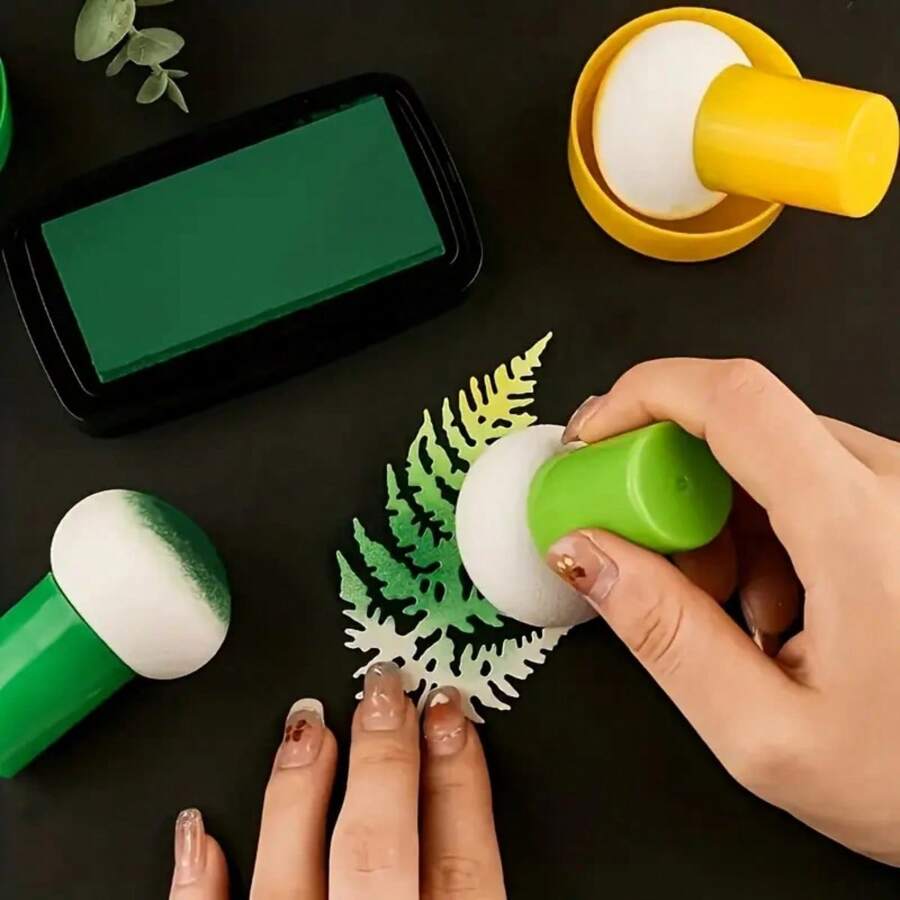 9-Piece Stencil Brush Set & Sponge Pouncers In Assorted Colors With ...