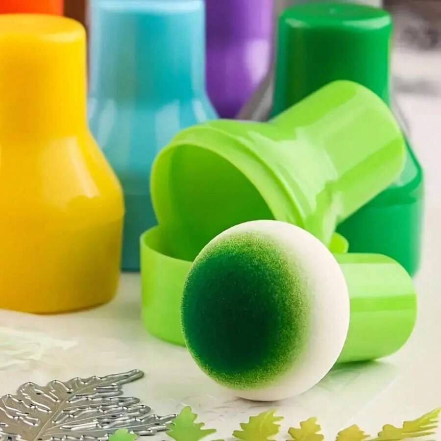 9-Piece Stencil Brush Set & Sponge Pouncers In Assorted Colors With ...