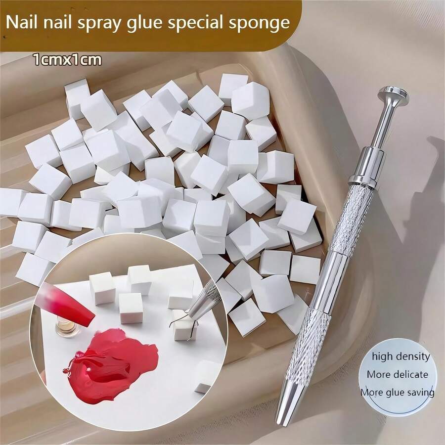 1pc+50pcs Nail Art Sponge Soft Sponges Gradient Nail Art Stamper Tools ...