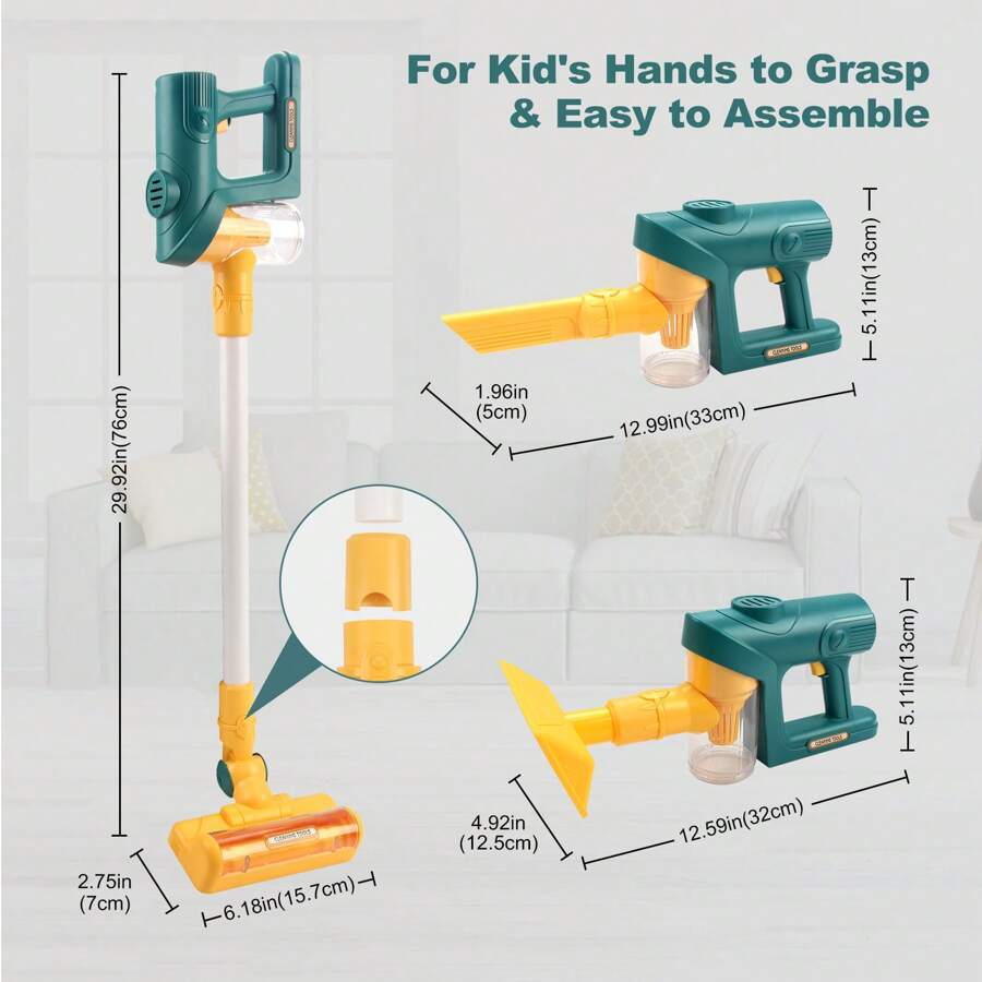 Kids Pretend Play Vacuum Cleaner Toy Set, Realistic Simulation Cleaning ...