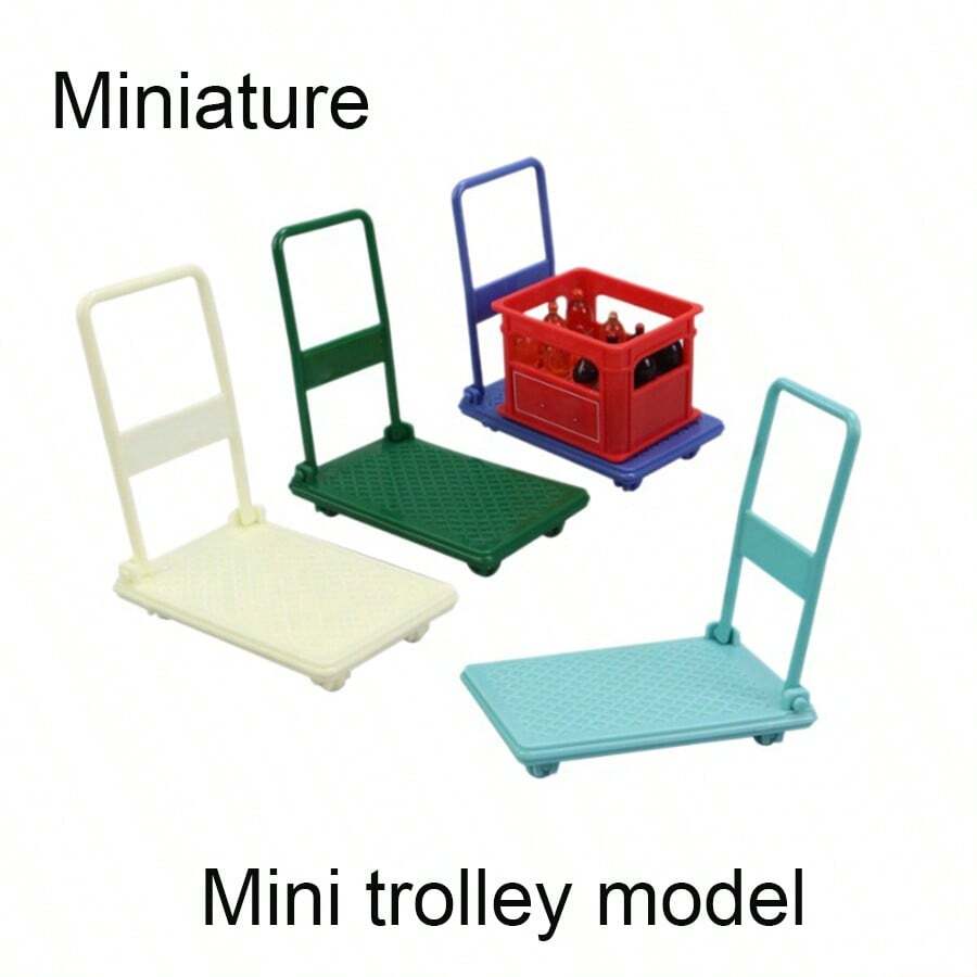 1:12 Scale Miniature Folding Plastic Handcart Trolley Model, Realistic ...