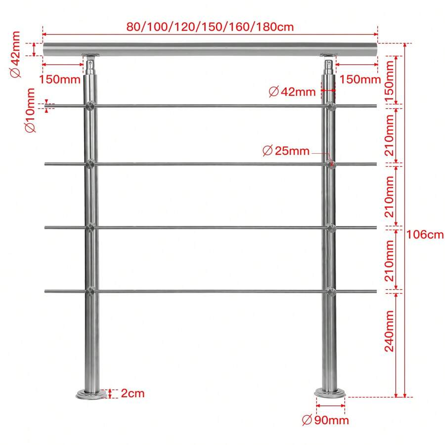 Jiubiaz Stair Railing Parapet Staircase Kit Staircase Diameter 42 Mm ...