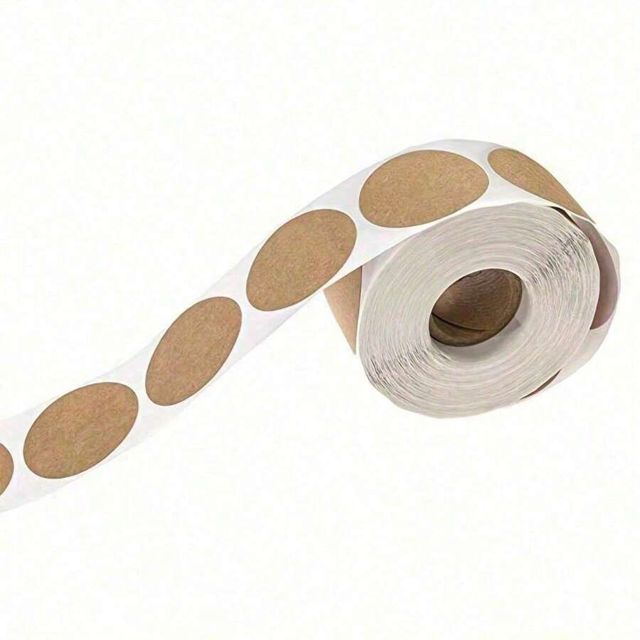 500pcs/Roll 0.98in/2.5cm Kraft Paper Round Self-Adhesive Label Paper ...