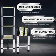 Cecaylie Telescopic Ladder 2.6m-4.4m Aluminum Extension Ladder Leaning ...