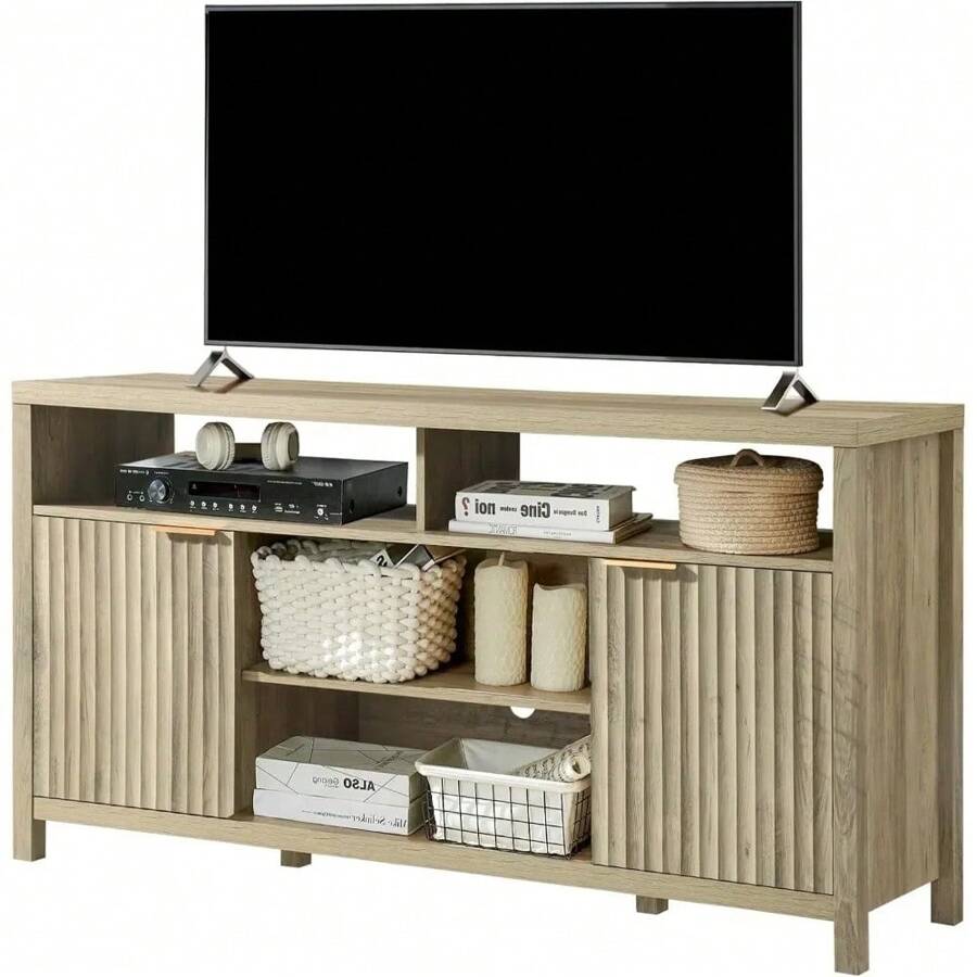 Fluted TV Stands For Living Room, Heavy Duty Entertainment Center With ...