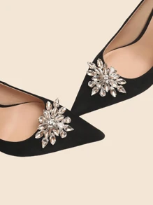 1 Pair (2pcs) Glass Crystal Rhinestone Metal White Gold Flower Triangle ...