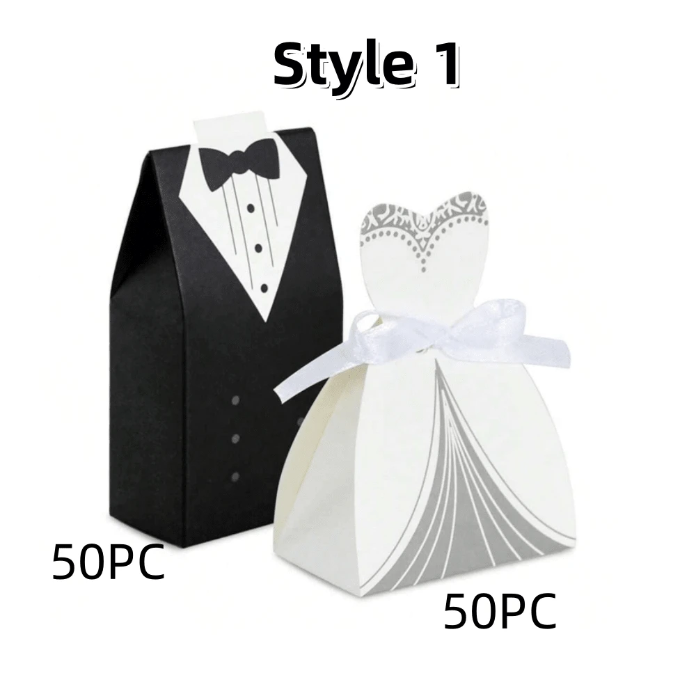 100PC Wedding Favor Boxes Small Wedding Party Favor Boxes Bride And ...