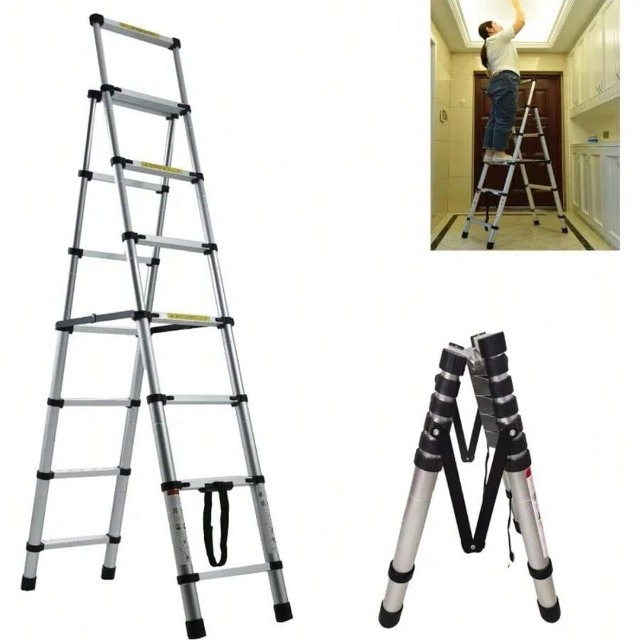 Telescoping Ladder 5.5ft, A-Frame Extension Lightweight 4+5 Step ...