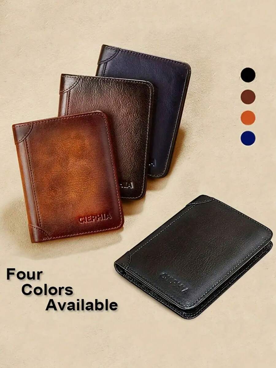 Vintage-Style Men's Tri-Fold Wallet - Genuine Leather Blocking Ultra ...