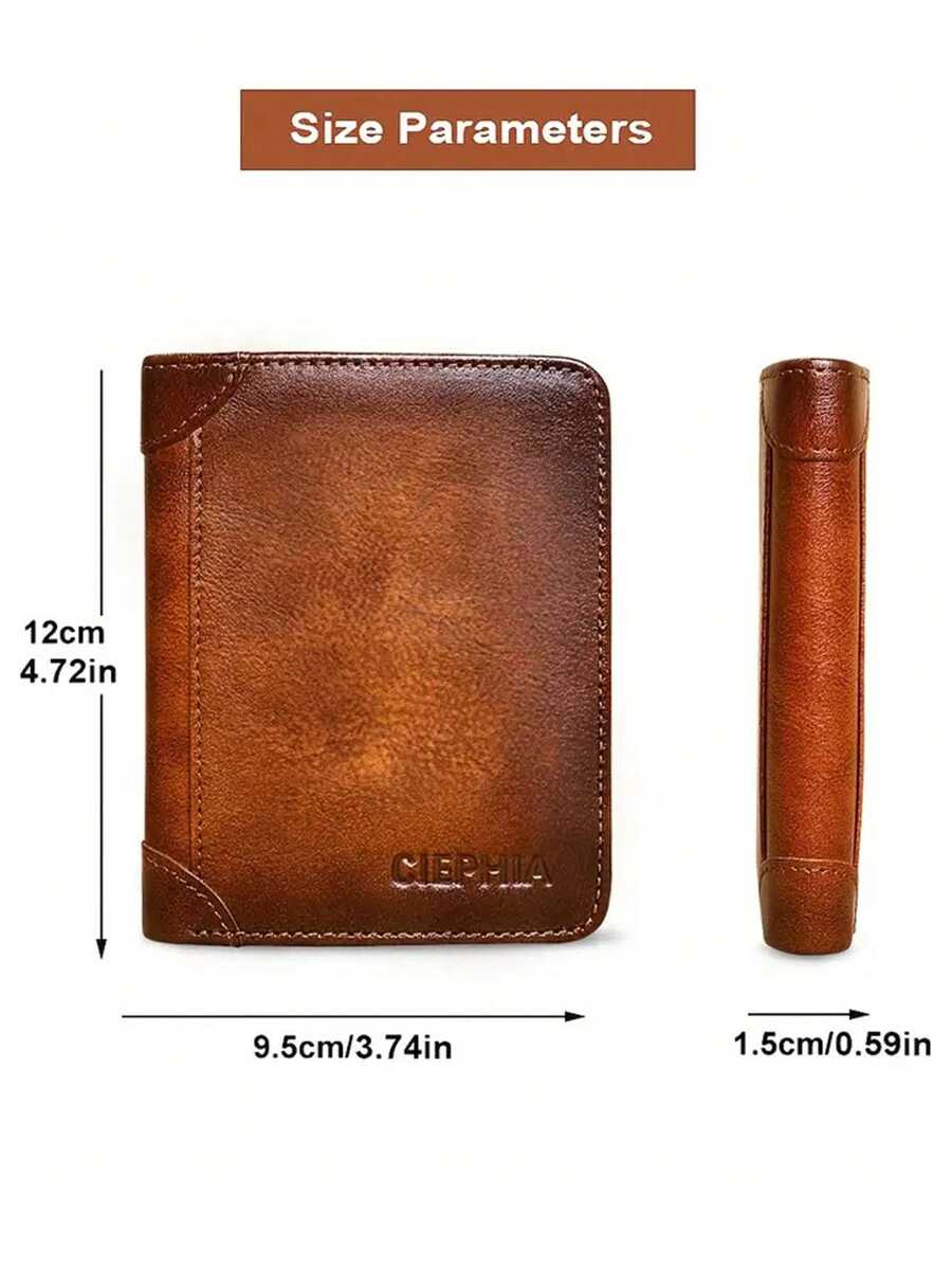 Vintage-Style Men's Tri-Fold Wallet - Genuine Leather Blocking Ultra ...