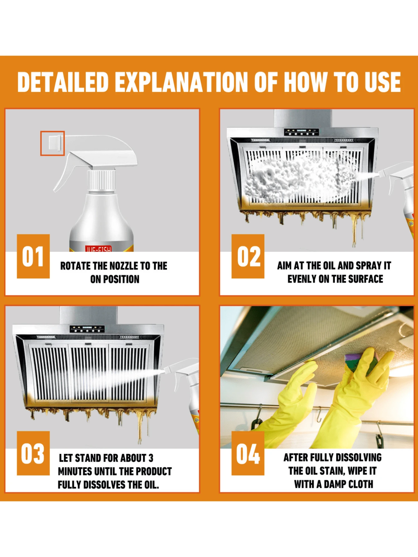 Kitchen Foam Cleaner, Household Kitchen Range Hood Heavy Grease Foam Degreaser | SHEIN UK