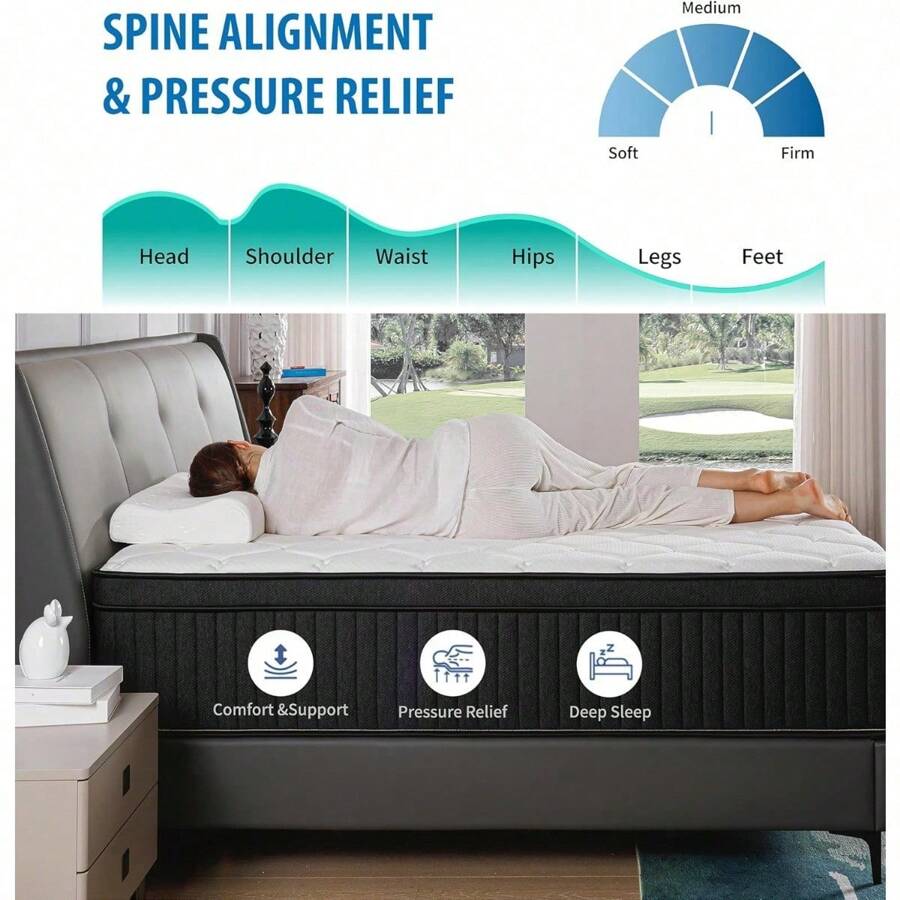 Full Size Mattress,12 Inch Hybrid Full Mattress In A Box With Memory ...