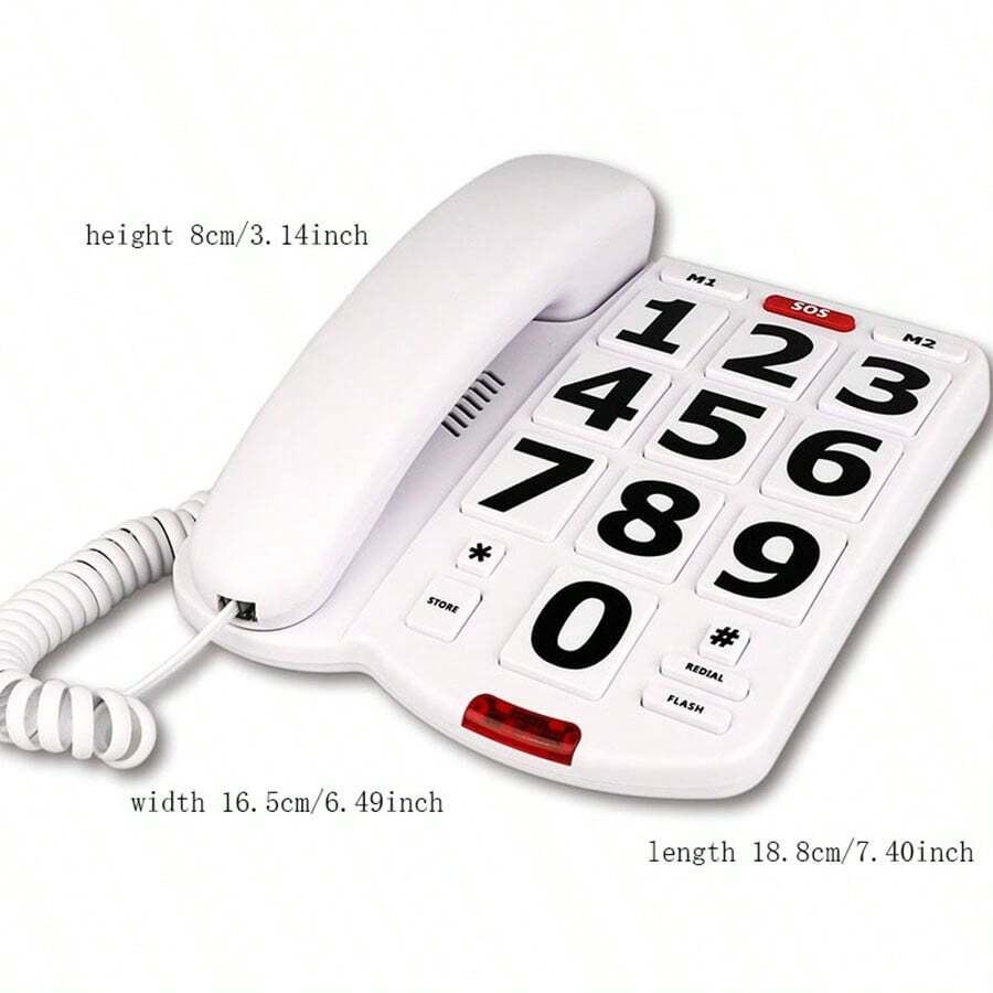Landline Telephone With Large Buttons For Elderly, One-Key Speed Dial ...
