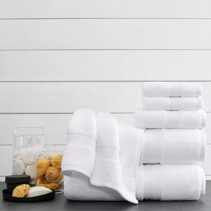 Standard Textiles Hotel Luxury Bath Towels 100% Cotton, White, Set Of 6 ...