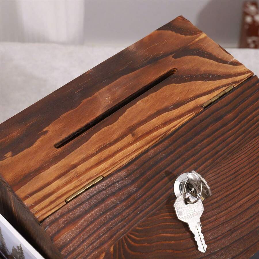 Wooden Suggestion Box, Wall-Mounted Donation Box With Writable Surface ...