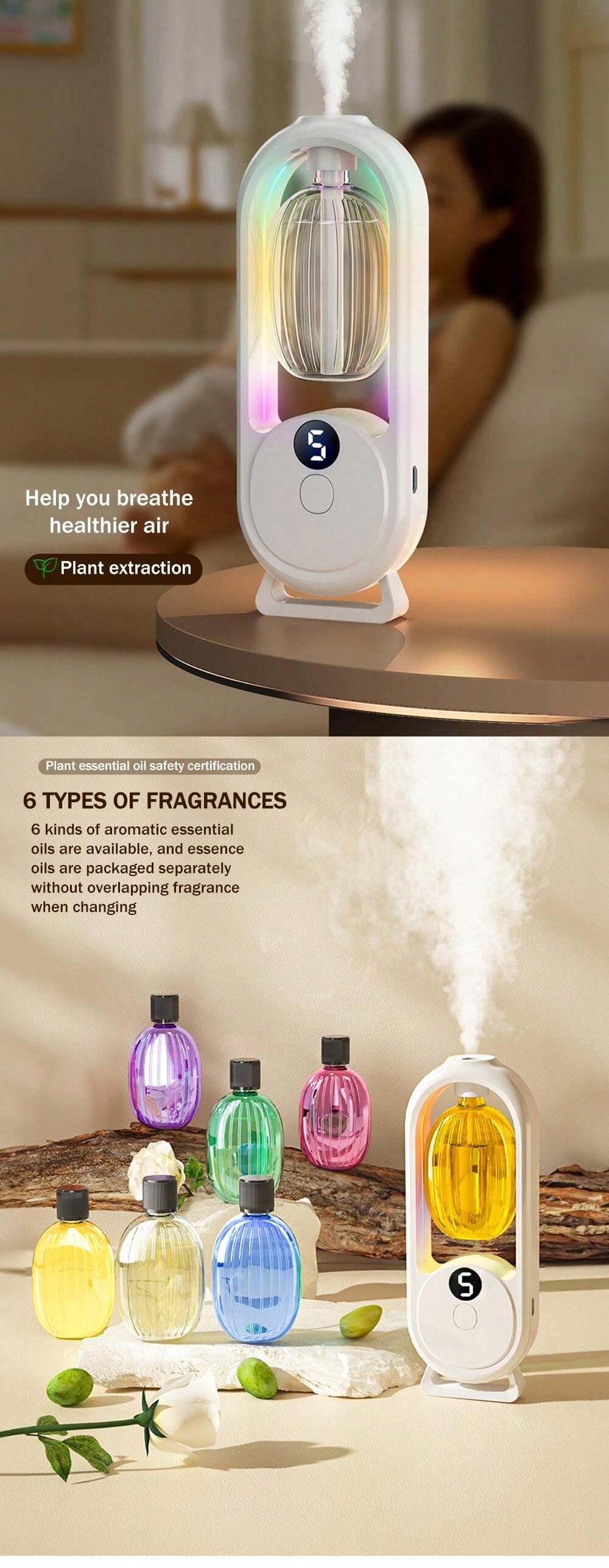 1 pieza Máquina de aromaterapia Difusores Difusor de aromas ultrasónico ...