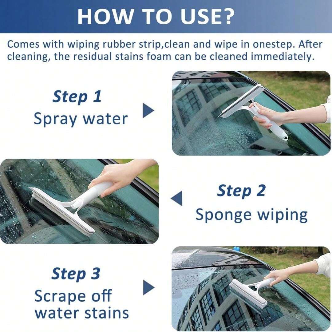 1個 Proclean ガラススクレーパー 内蔵スプレーヤー ウィンドウ、ミラー、自動車ガラスに無streakの光沢 家庭用and車用の多目的クリーニングツール きらびやかな仕上がり