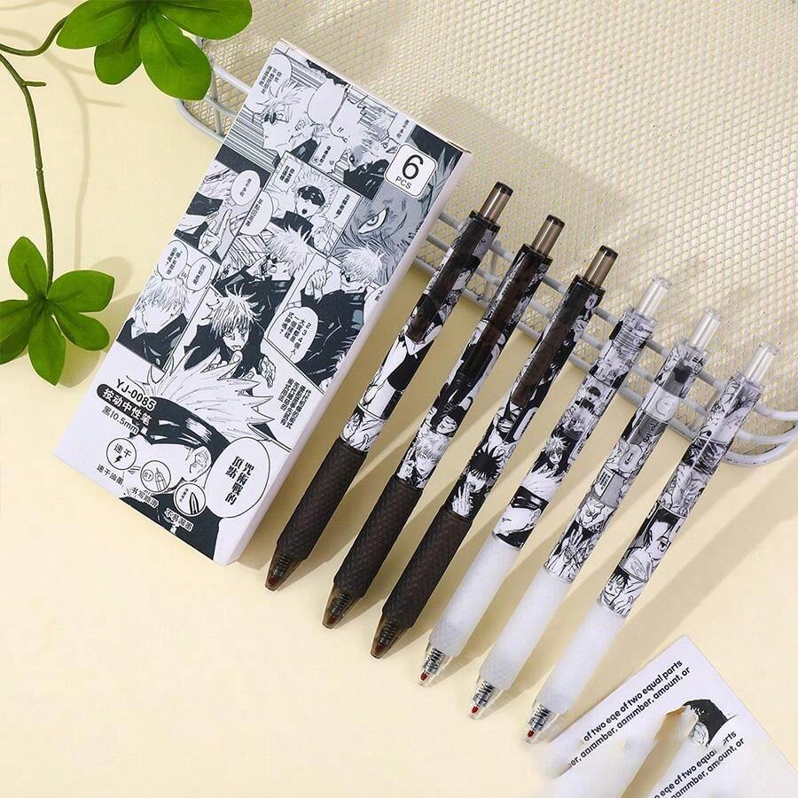 Jujutsu Kaisen 6pcs Clickable Ballpoint Pens, Quick-Dry Neutral Pens ...