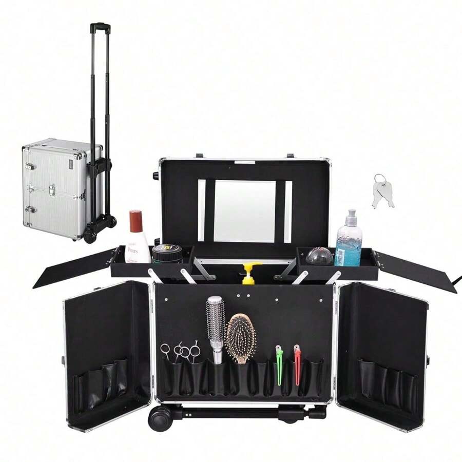 Clipper Trimmer Portable Mobile Barber Station Tool Box Rolling Makeup ...