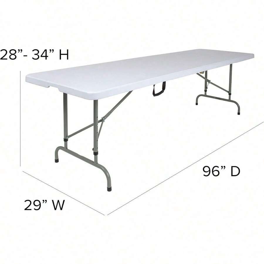 8-Foot Height Adjustable Bi-Fold Granite White Plastic Folding Table ...