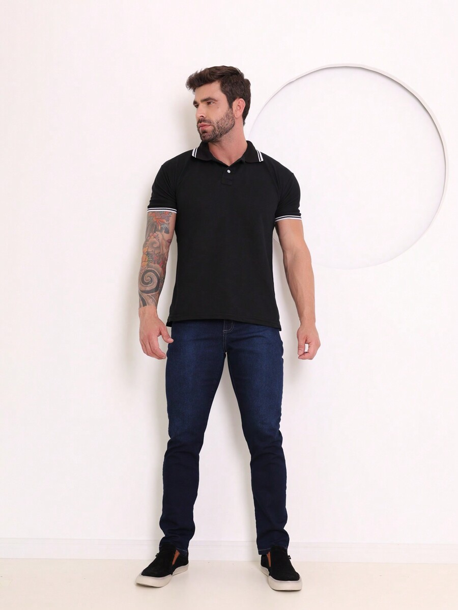 Men's Slim Destroyed Jeans Fashion Trend Premium Line Original Elastane ...