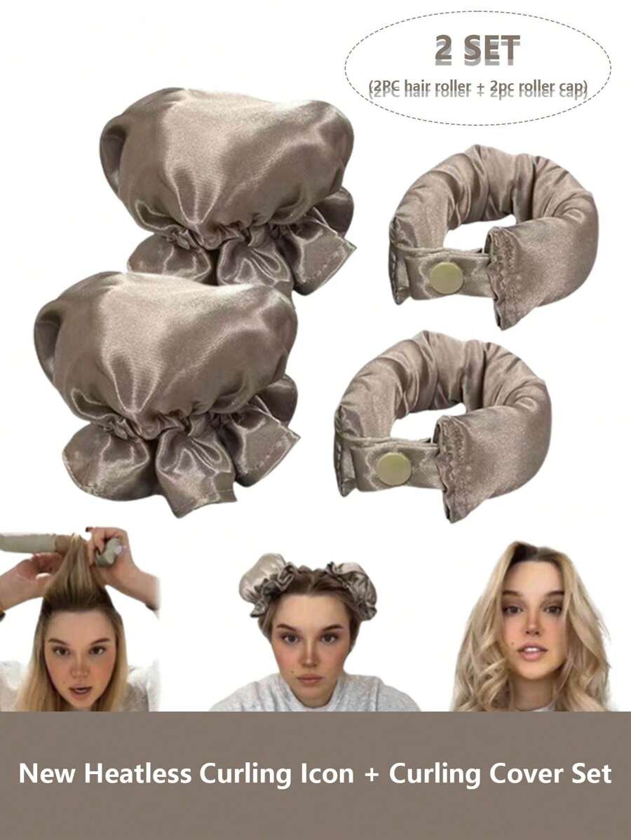 1PK / 2PK Heatless Hair Curling Tool, Soft Satin Hair Curler & Satin ...