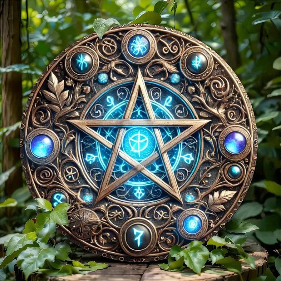 1pc Wiccan Star Metal Sign 8x8 Inch - Pentagram Wall Art, Witch Decor ...