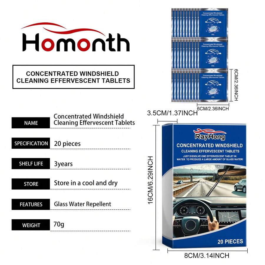 1Pc Mixed Solid Cleaner Car Windscreen Cleaner Effervescent Tablet Car ...