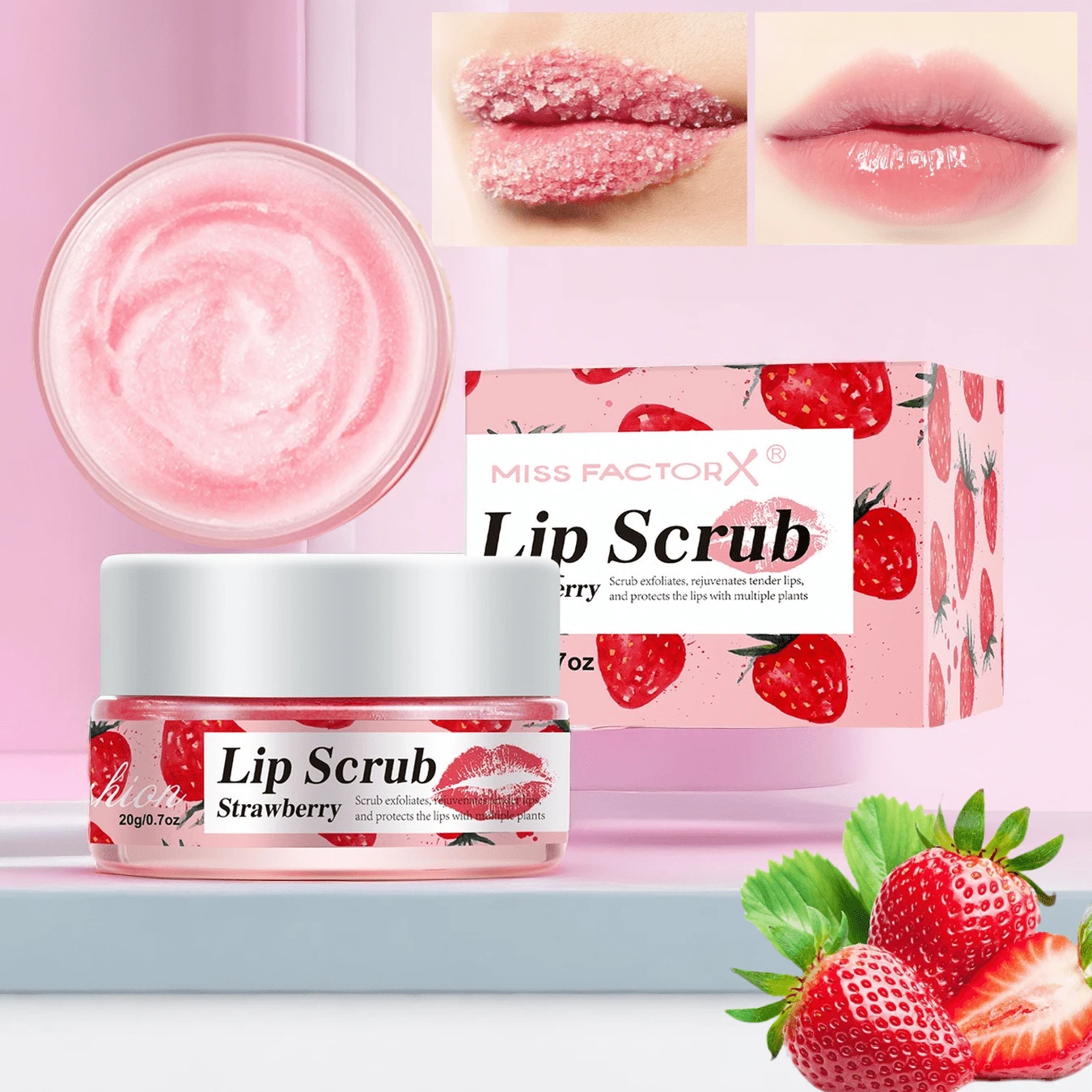 2pcs Strawberry Flavored Lip Scrub 20g, Moisturizing, Deep Cleansing ...