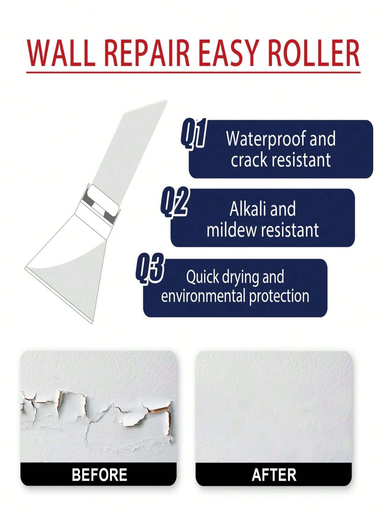 Wall Repair Putty - Home Use White Wall Filler Paste, Waterproof, Anti ...