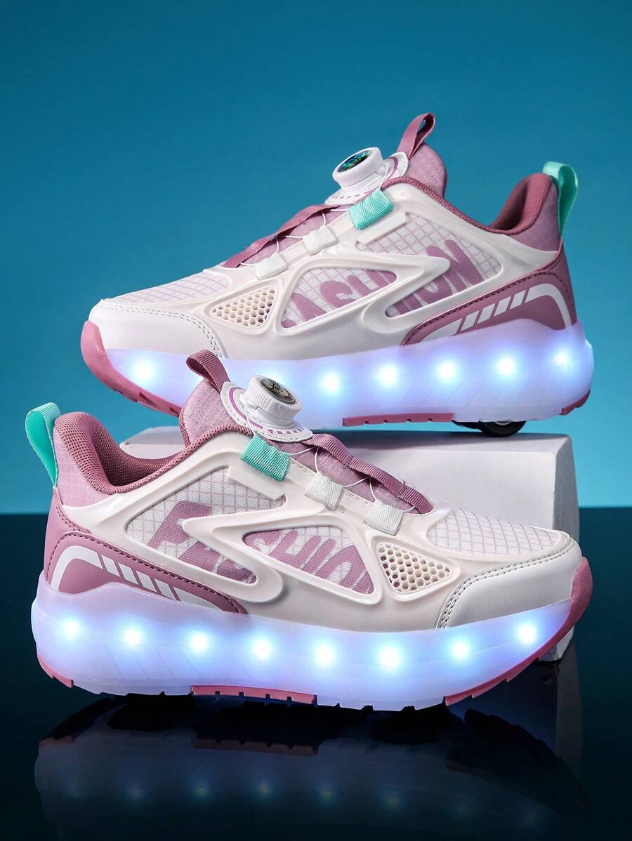 Kids Roller Skate Shoes With Wheels, Boys LED Light-Up Rechargeable ...