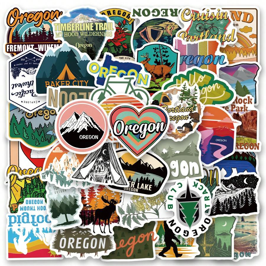 49PCS Oregon Stickers Vinyl Aesthetics Stickers For Scrapbooking, Diary ...