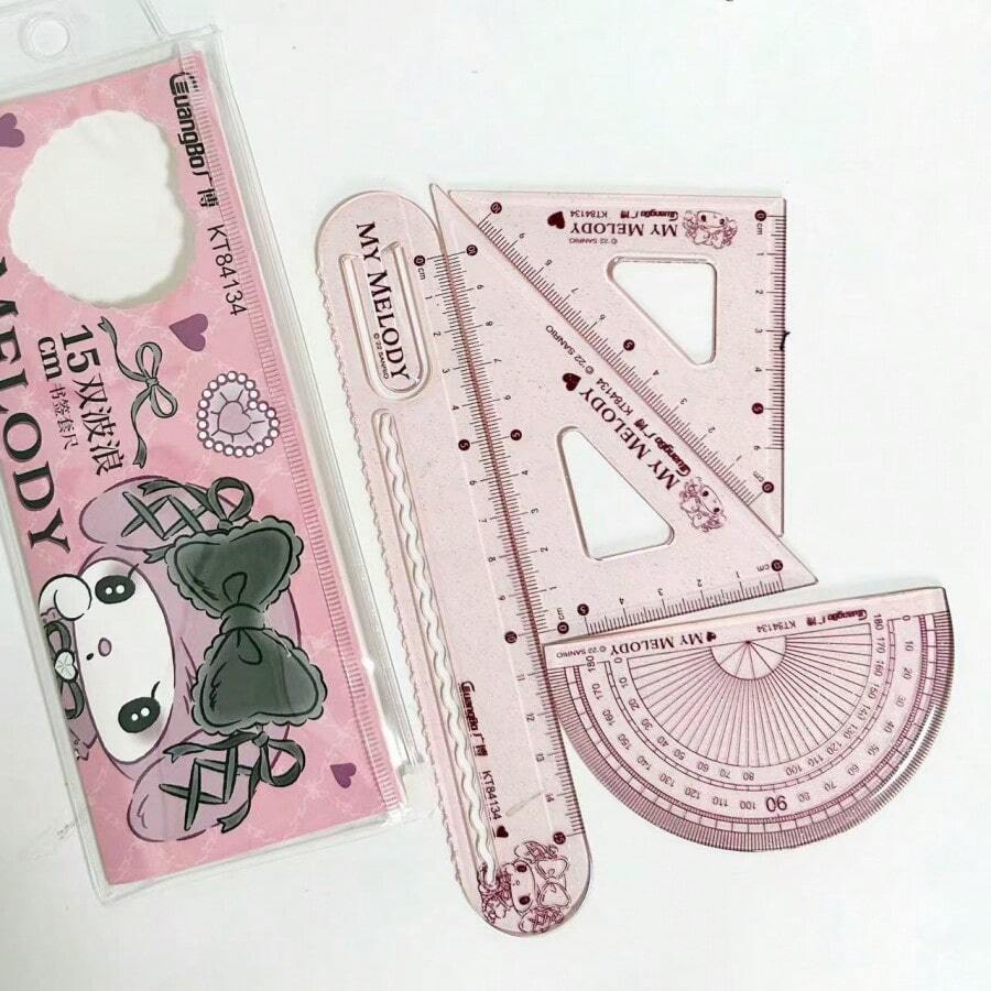 Sanrio Ruler 4-Piece Set Sanrio Kuromi Melody Set Ruler Student ...