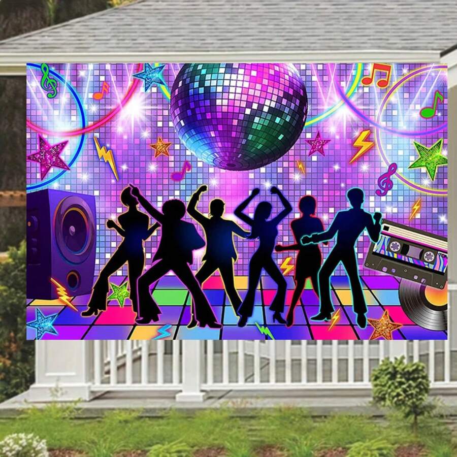 Retro Disco Party Backdrop, Colorful 70s-80s-90s Dance Theme, Perfect ...