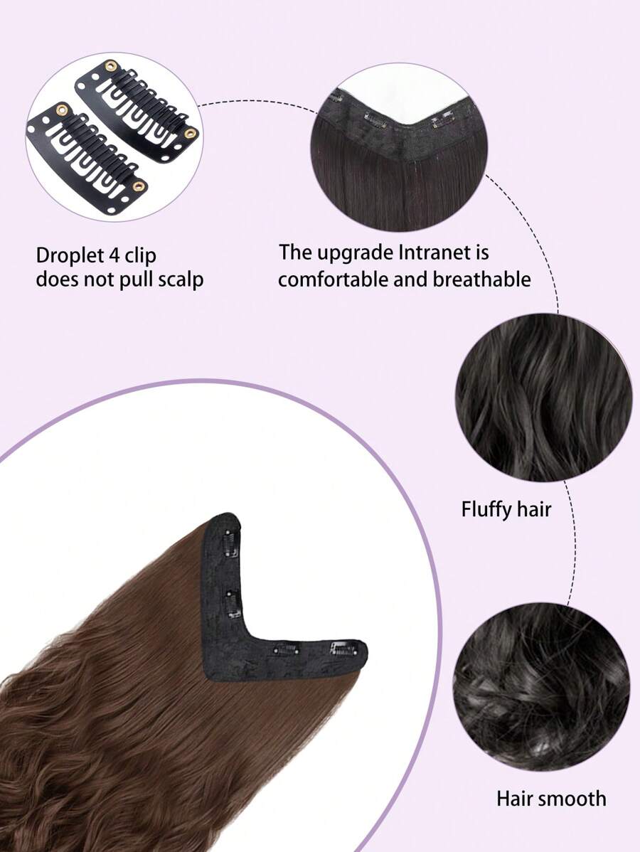 Clip-On Synthetic Wigs Extensions V Shape Silky Curls Extra Long Clips ...