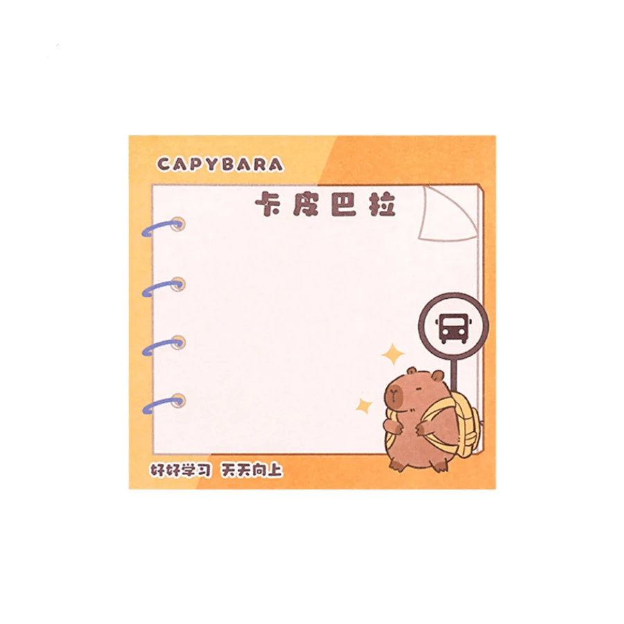 4 Books(1 Book With 50 Sheets) Cute Capybara Sticky Notes Tear-Off Memo ...