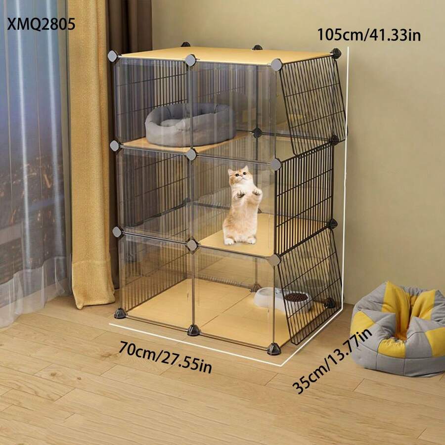 Multi-Tier Cat Cage/Condo With Litter Box, Huge Free Space, Indoor Cat ...