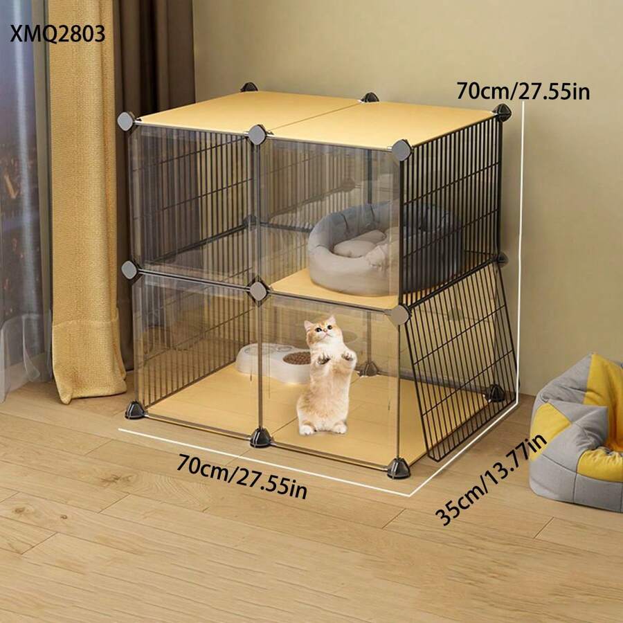 Multi-Tier Cat Cage/Condo With Litter Box, Huge Free Space, Indoor Cat ...