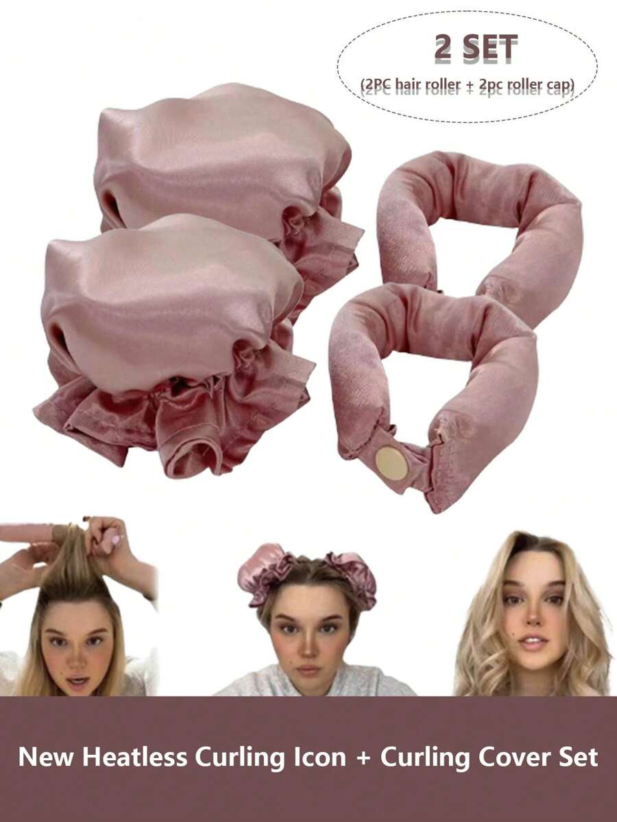 1PK / 2PK Heatless Hair Curling Tool, Soft Satin Hair Curler & Satin ...