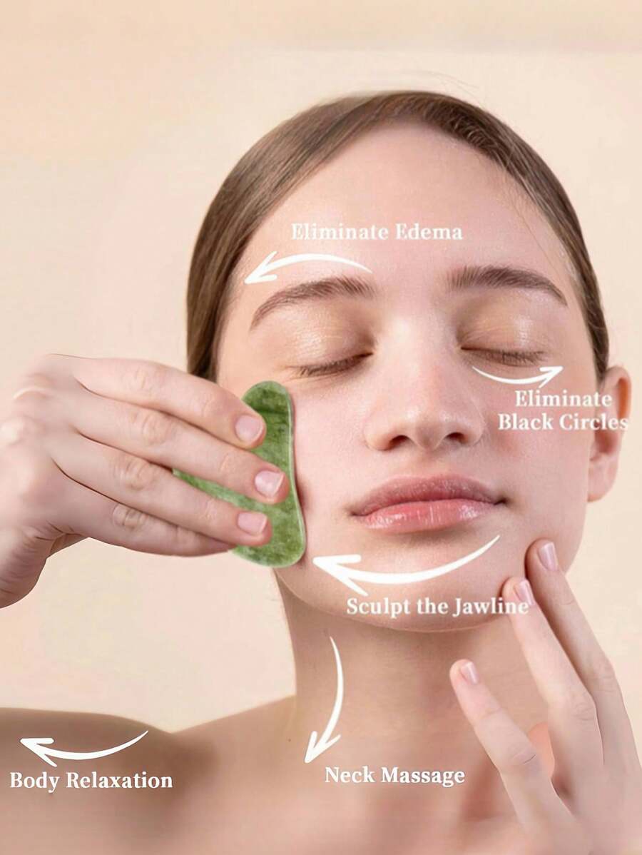 Gua Sha Facial Tools Set Jade Stone For Face Body Massage Set For SPA ...