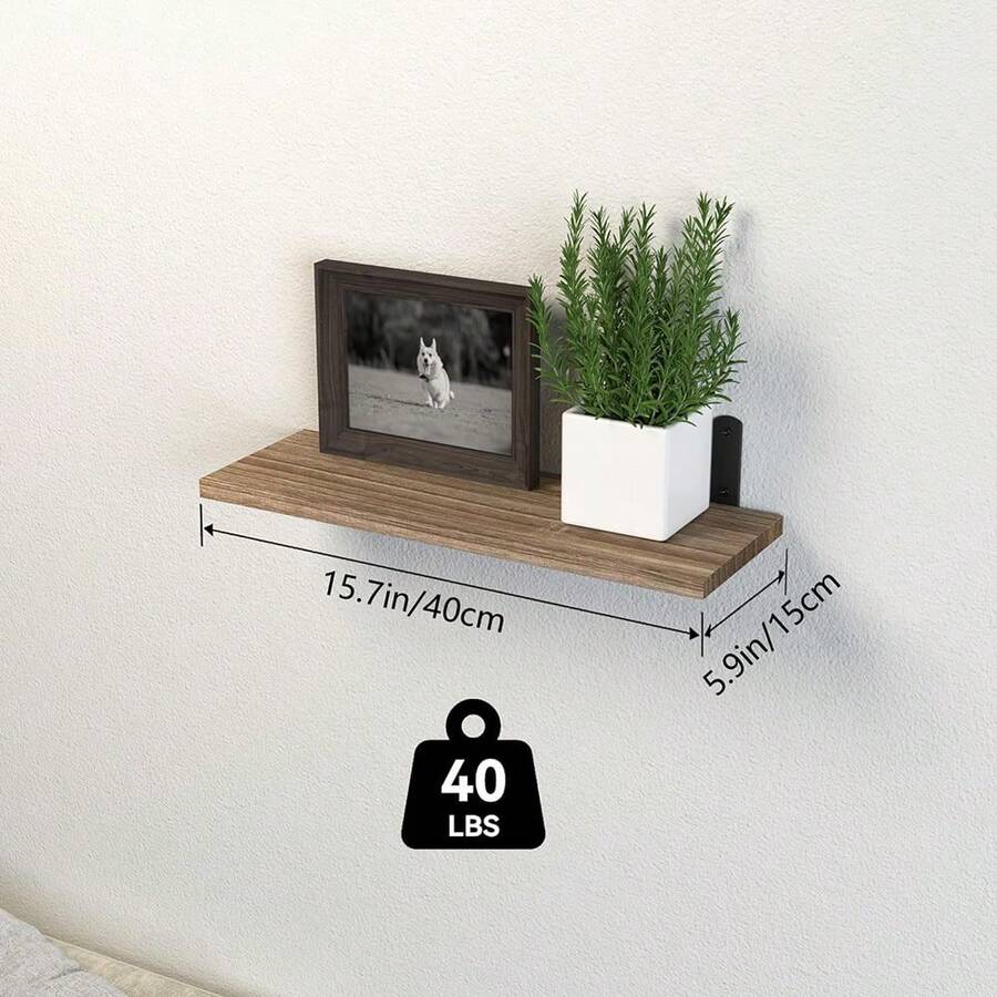 3-Piece Wood Floating Shelves, Wall Decor Rack, Bedroom Farmhouse Shelf ...