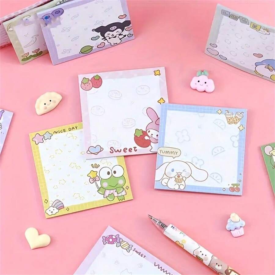 Sanrio 4pcs/12pcs Sanrio Cute Memo Pads | Cartoon Notepads, Suitable ...