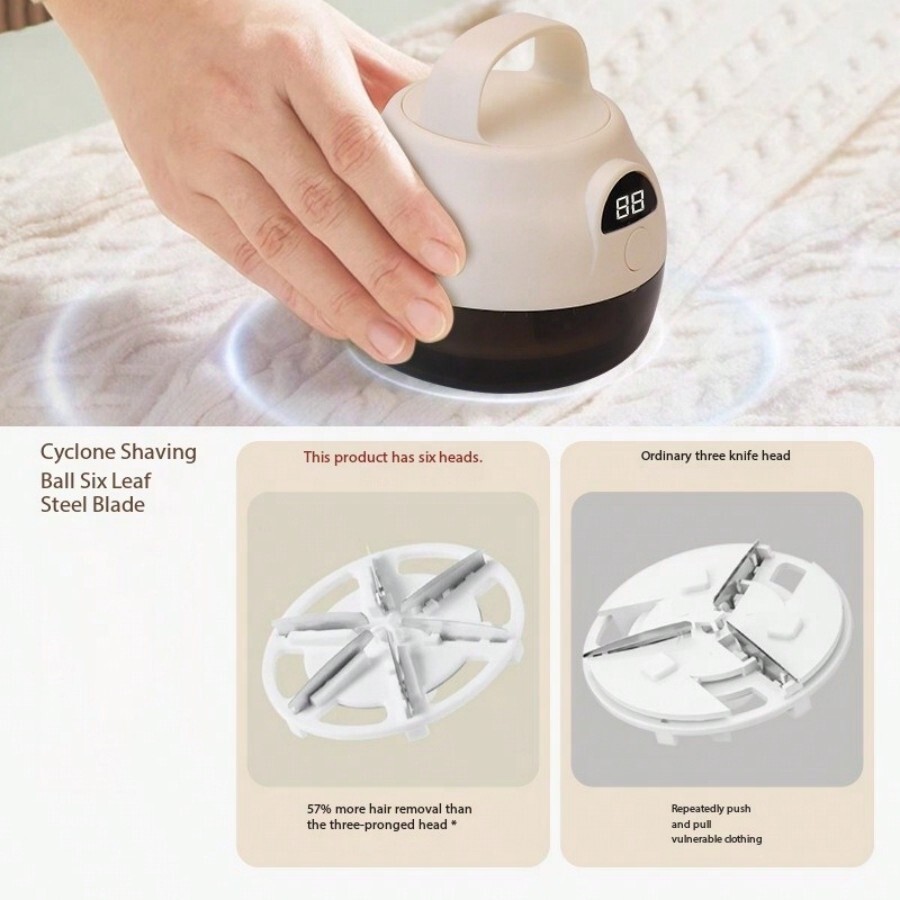 New 6-Blade Rechargeable Fabric Defuzzer, Home Sweater Shaver, Portable ...
